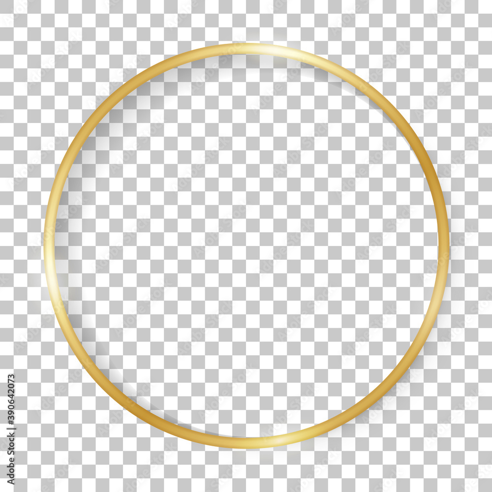 Circle 3D gold frame. Golden border. Frame line boarder. Realistic ...