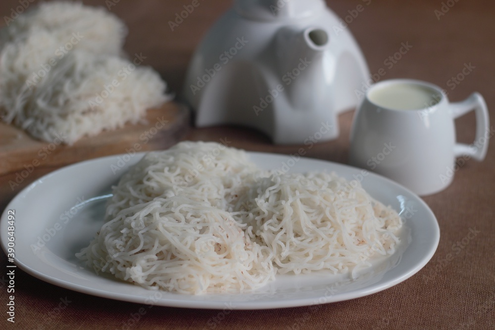 String hopper is a rice noodle dish from Indian states Kerala and Tamil ...