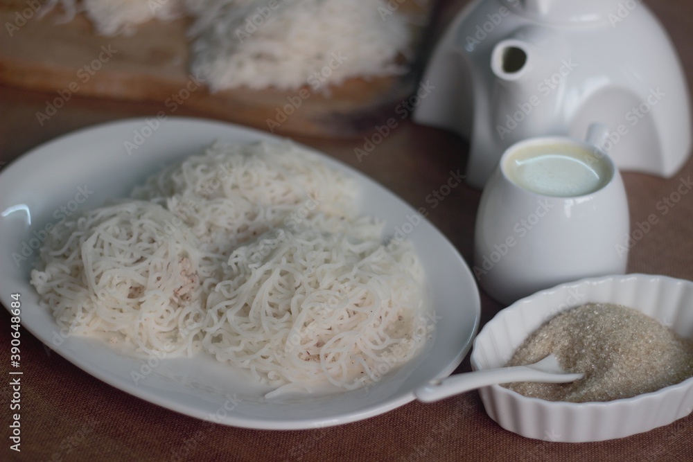 String hopper is a rice noodle dish from Indian states Kerala and Tamil ...