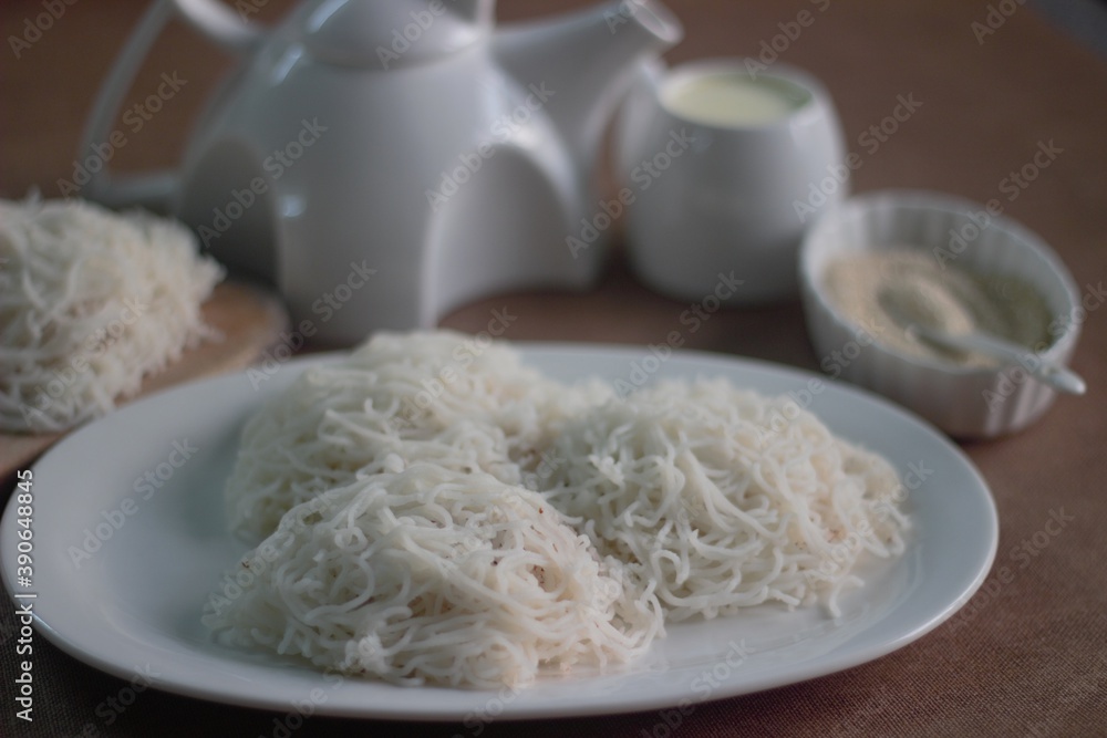 String hopper is a rice noodle dish from Indian states Kerala and Tamil ...