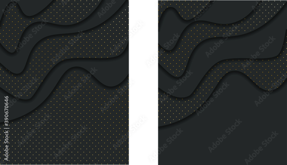 Black paper cut background. Abstract realistic papercut decoration ...