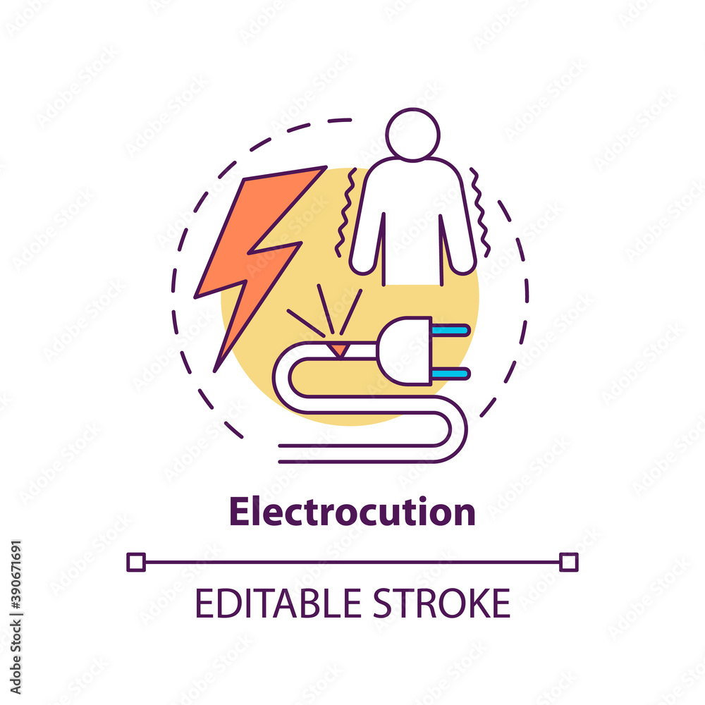 Electrocution concept icon. Work related injuries. Dangerous job ...