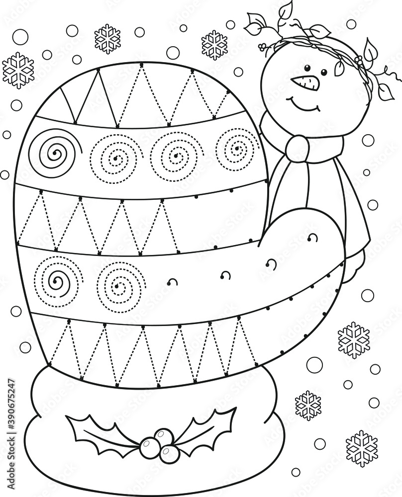 Coloring page outline of the cartoon mitten. Educational exercise ...
