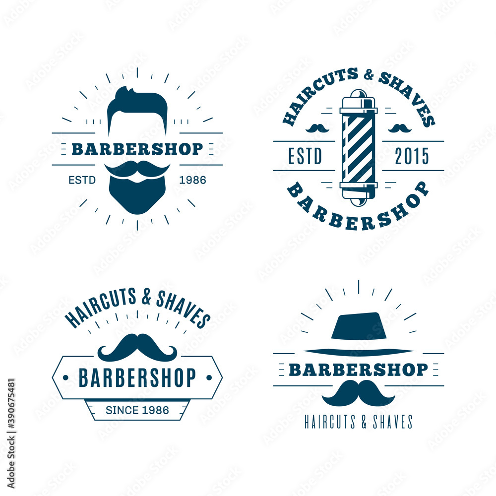 Barbershop simple minimalist logo design on white background Stock ...