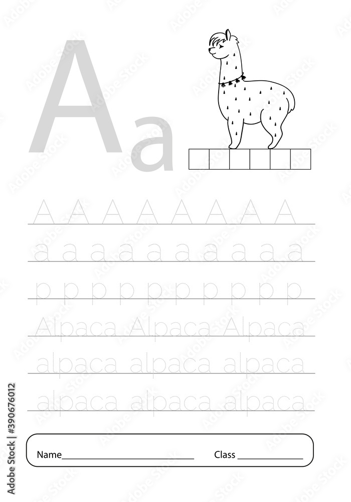 Writing practice letter A printable worksheet for preschool.Exercises ...