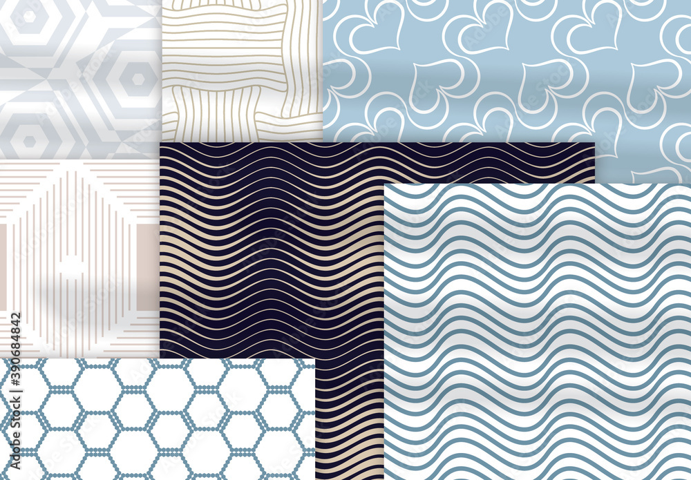 Pastel Colored Simple Geometric Seamless Pattern Collection Stock ...