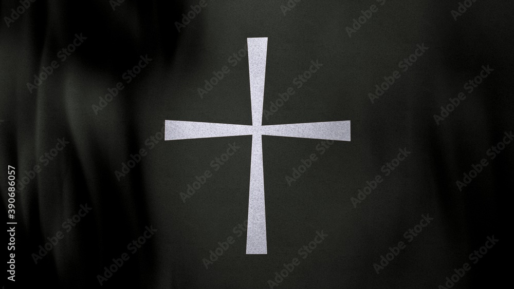 Liturgic black velvet with silver Christian Cross on copy space loop ...