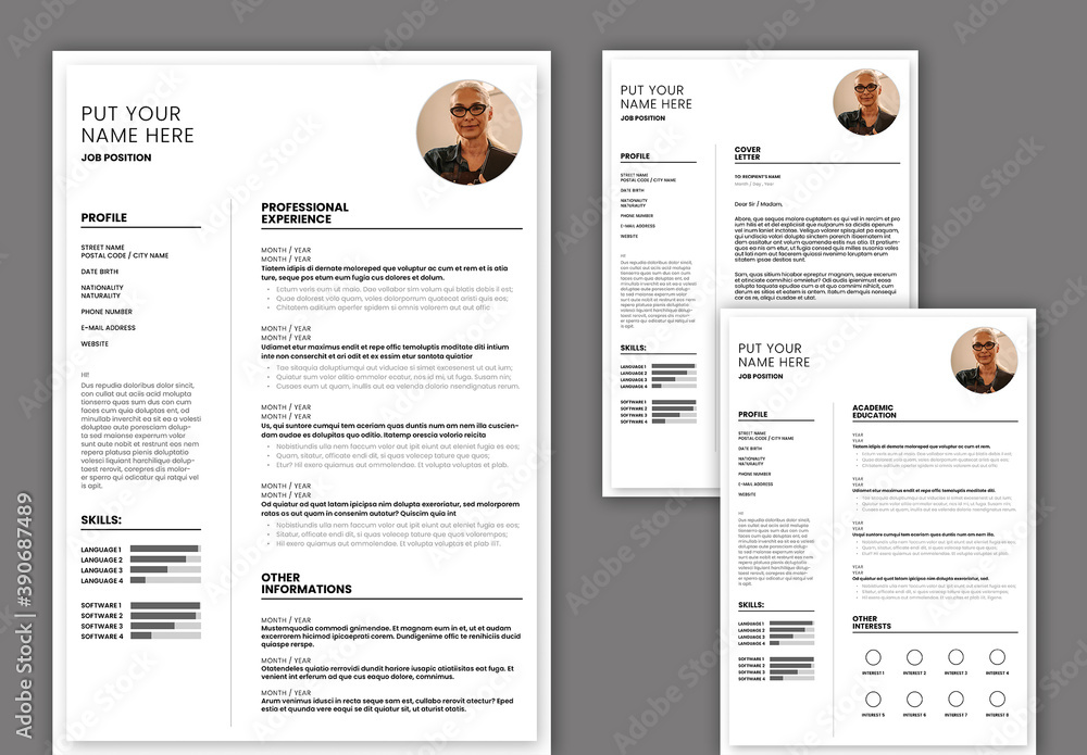 Curriculum Vitae and Cover Letter Layout Stock Template | Adobe Stock