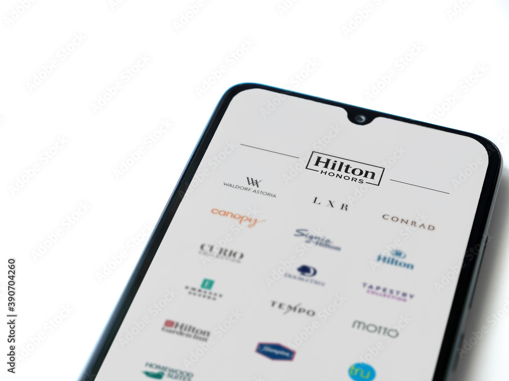 Lod, Israel - July 8, 2020: Hilton Honors app launch screen with logo ...