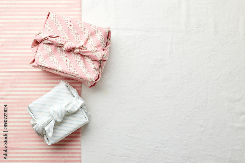 Eco-friendly gift wrap in traditional japanese furoshiki style, eco ...