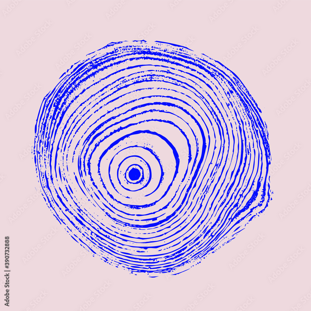 Wood tree art texture stamp for card or background. Detailed tree ring ...