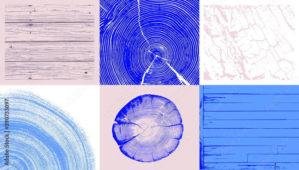 Wood tree art texture stamp for card or background. Detailed tree ring ...