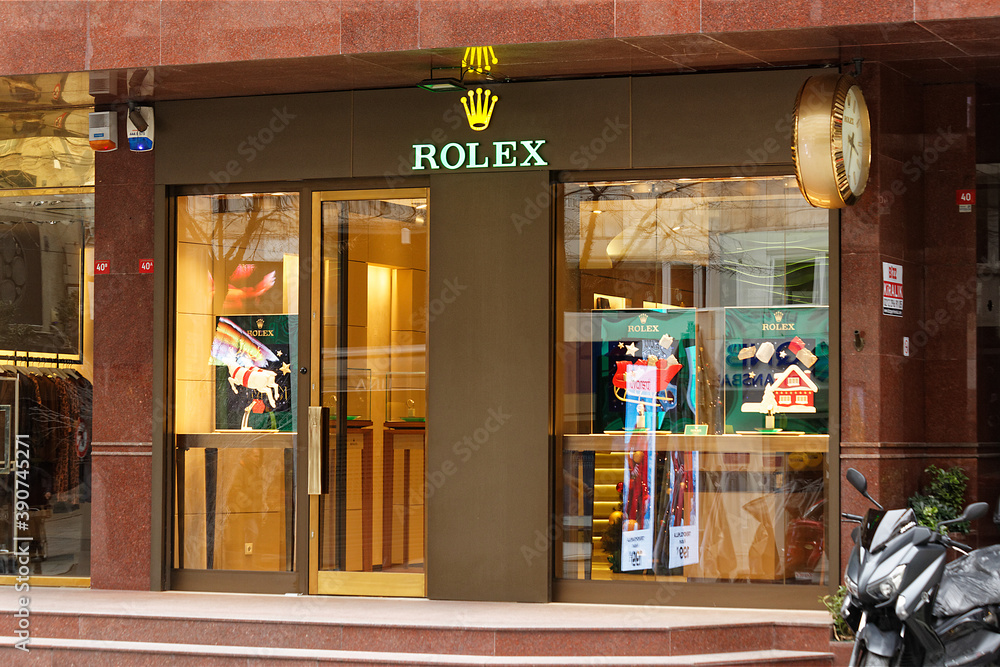 Rolex store façade with Christmas and New Year's Eve theme displayed in ...