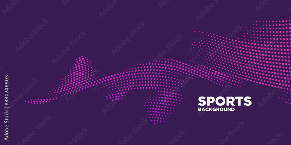 Modern colored poster for sports. Wave with dots created using blend ...