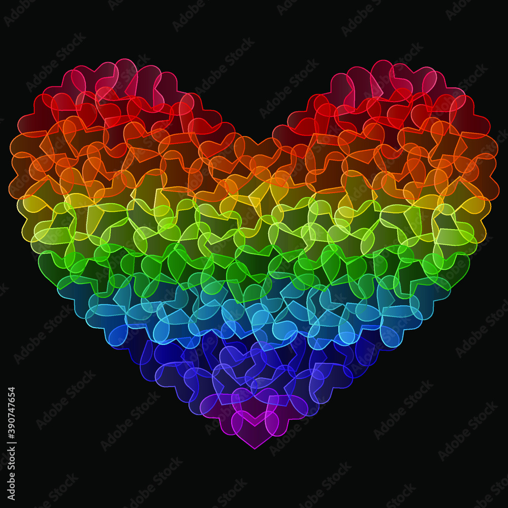 Colorful heart vector Illustration. Izolated transparent hearts design ...