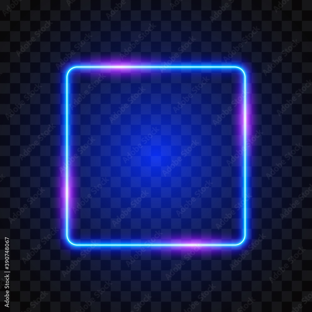 Blue and pink neon frame on transparent background, vector illustration ...