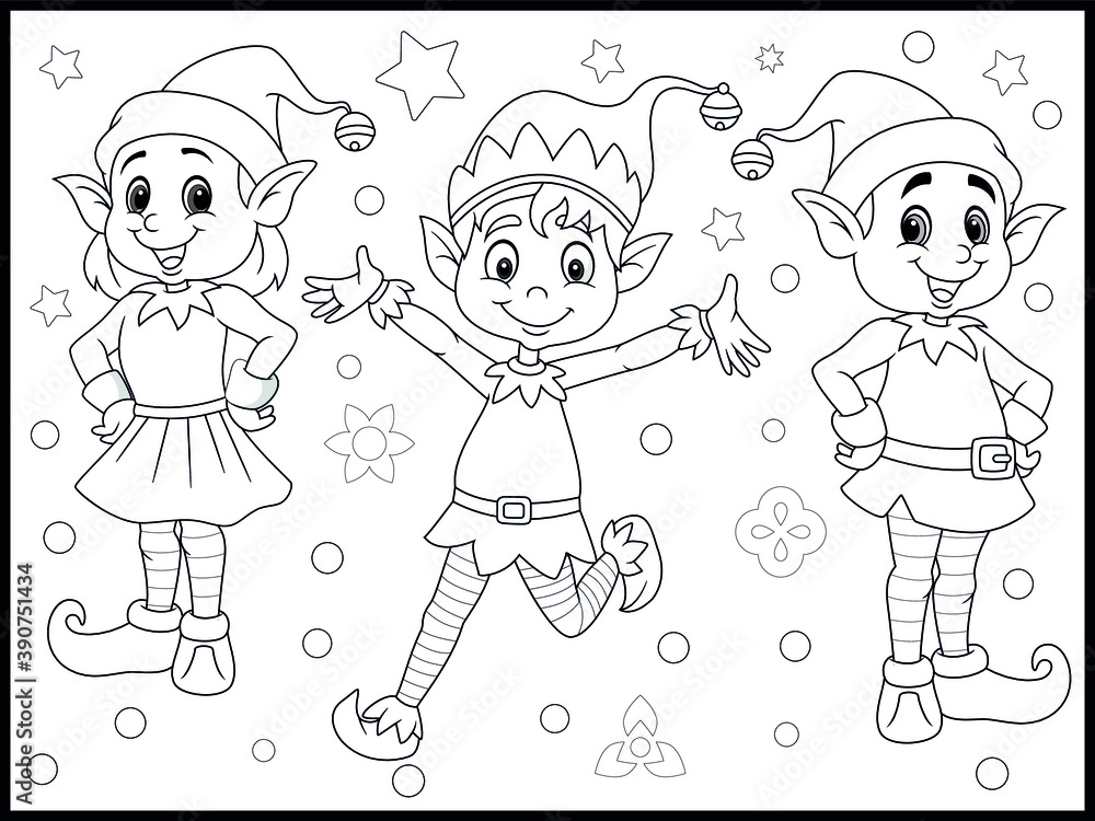 Coloring book page for Christmas - Coloring page- Black and White ...