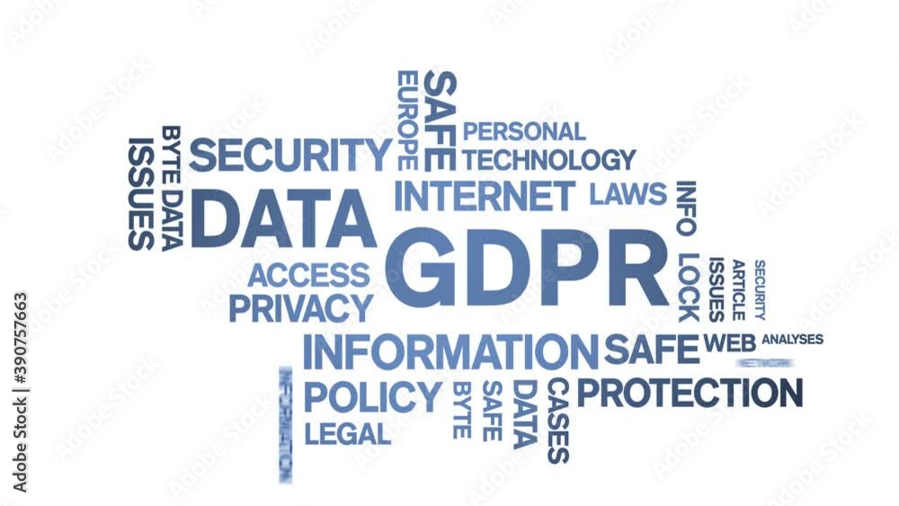 Vidéo Stock 4k Data GDPR Animated Tag Word Cloud;Text Design big data ...