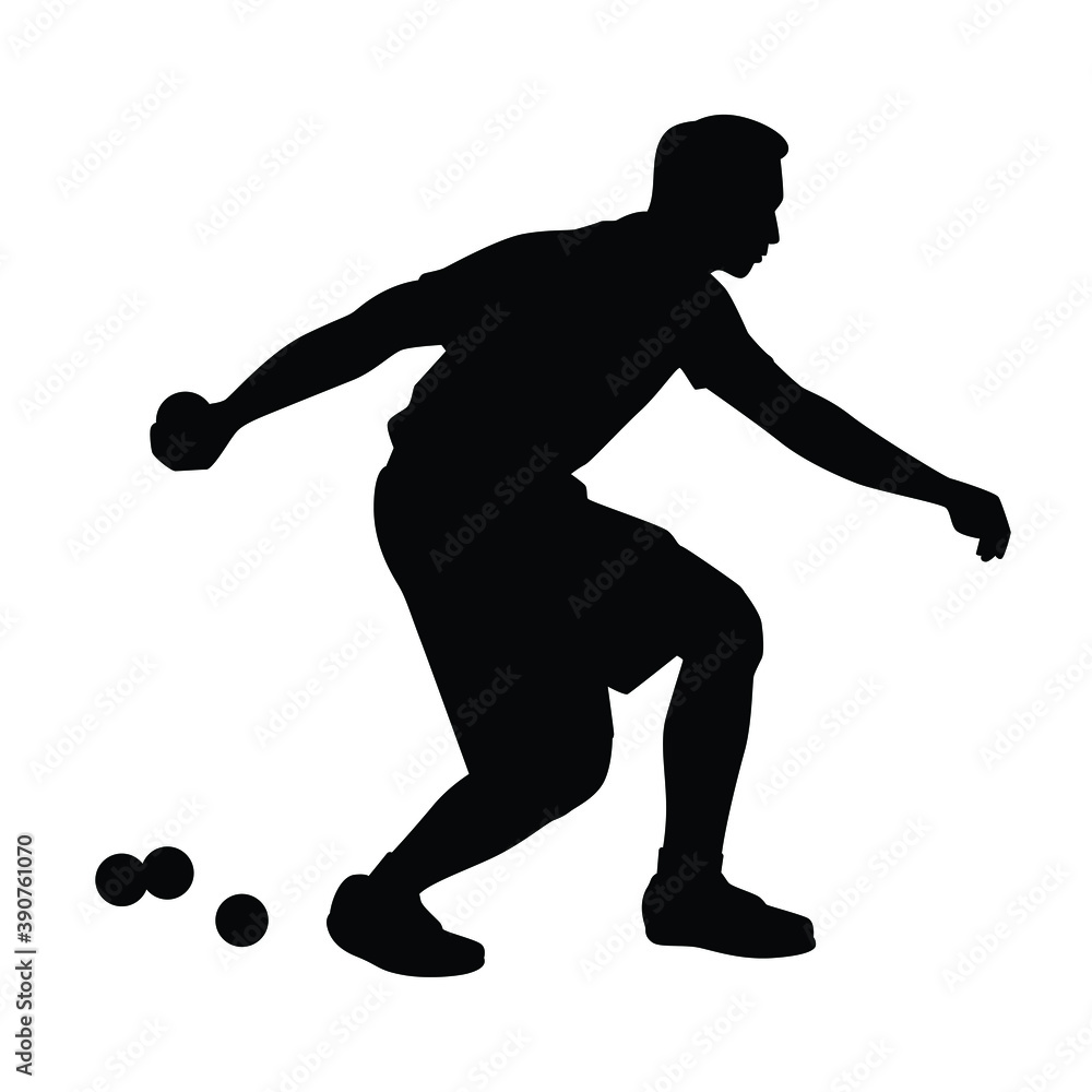 Petanque sport man silhouette vector, healthy athlete. Stock Vector ...