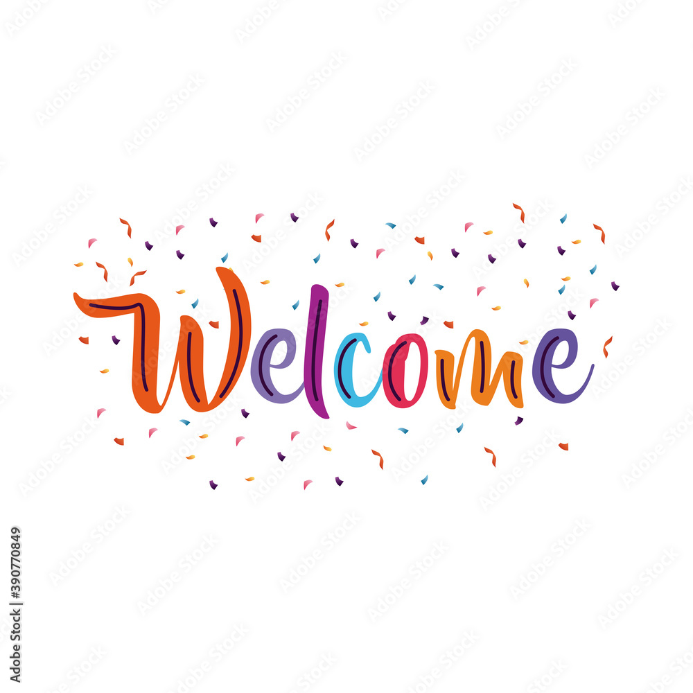 welcome label lettering with set colors letters Stock Vector | Adobe Stock