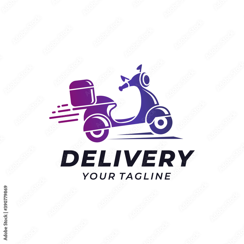 Riding a scooter delivery logo Stock Vector | Adobe Stock