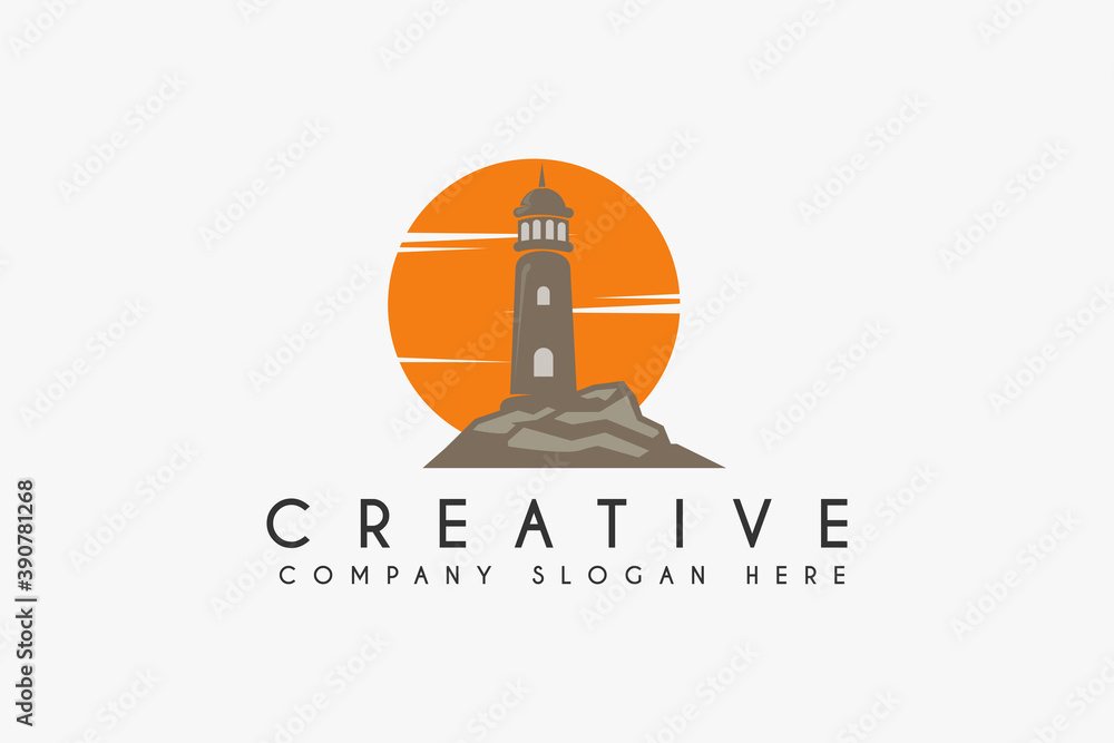 Lighthouse logo design template element. Lighthouse icon design ...