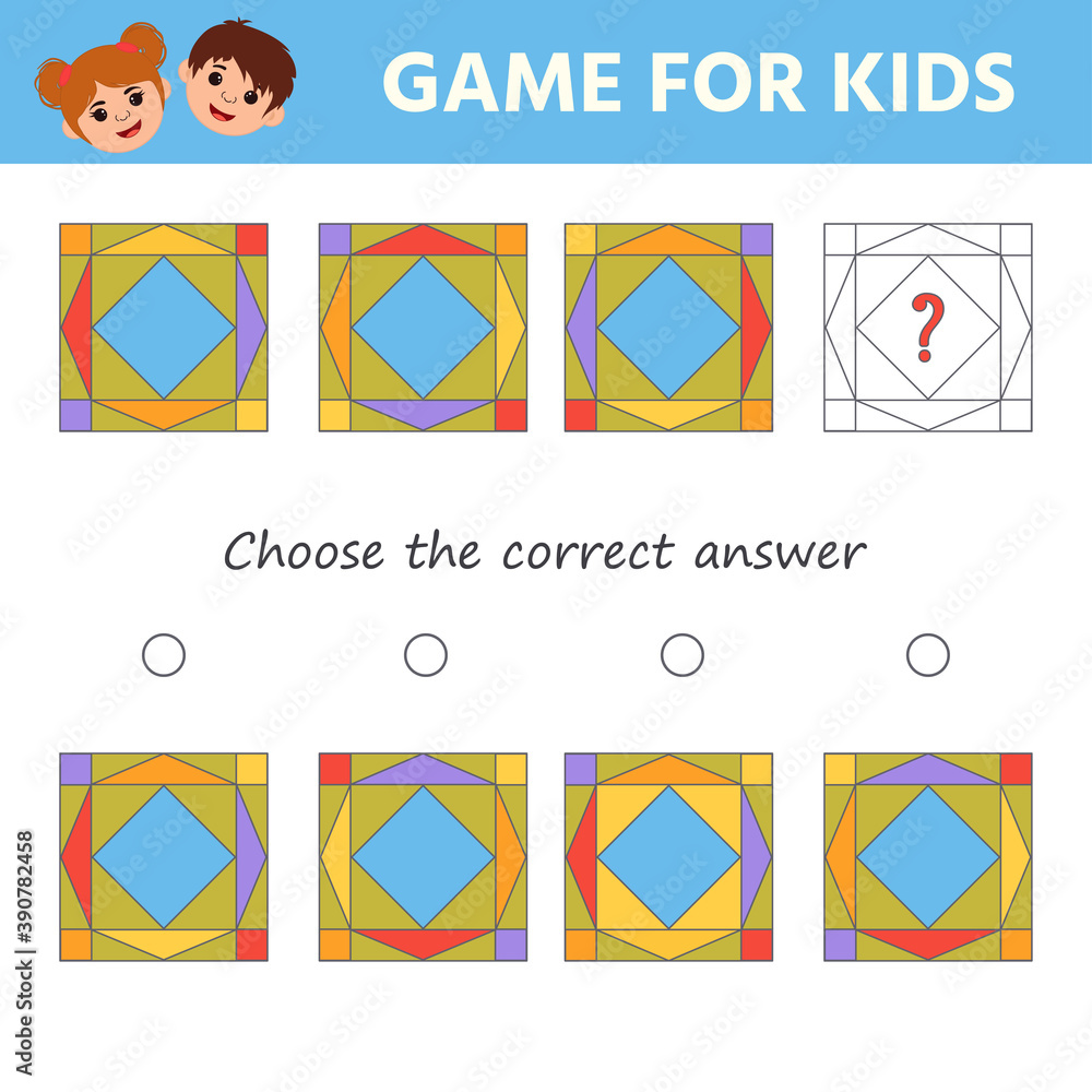 Education game for kids. IQ test. Choose the correct answer. Children ...