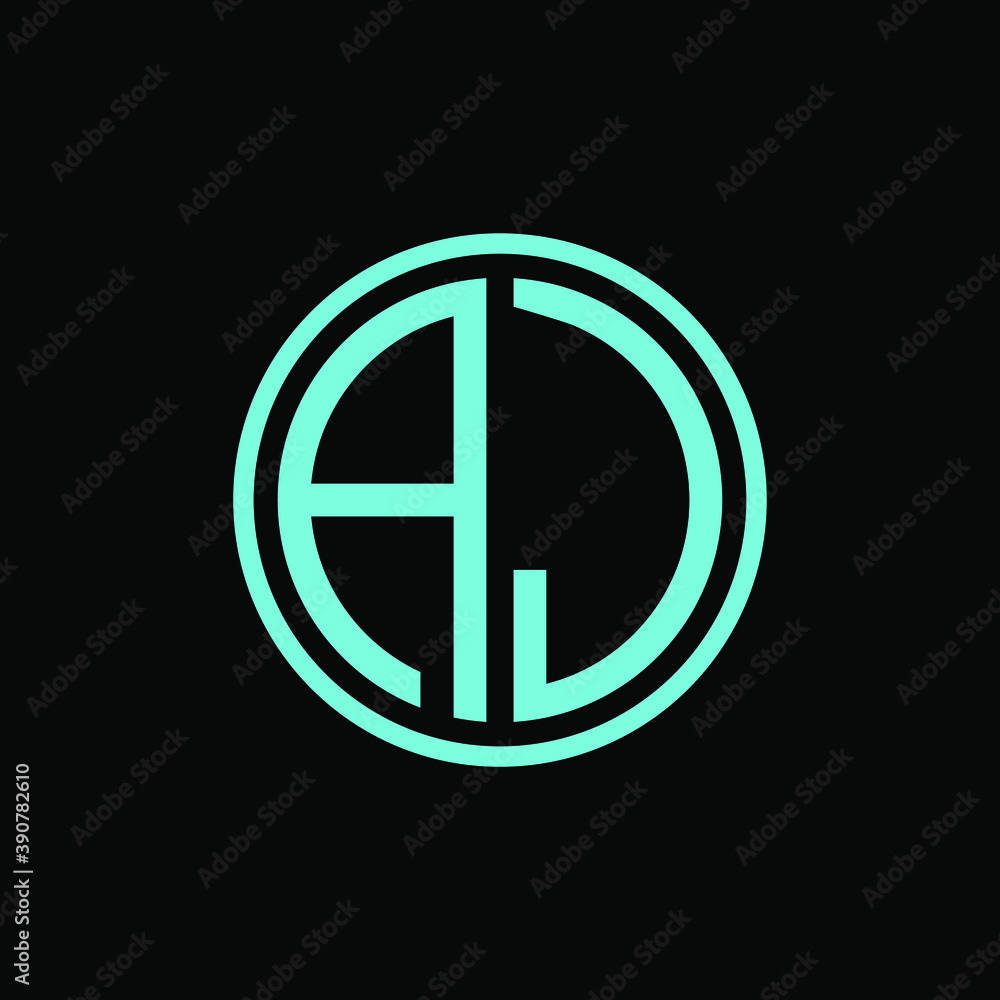 AJ MONOGRAM letter icon design on BLACK background.Creative letter AJ/A ...