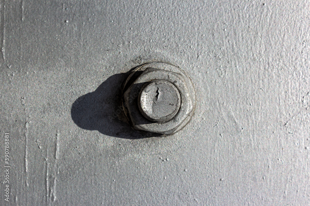 Large head bolt on metal construction as background - engineering ...