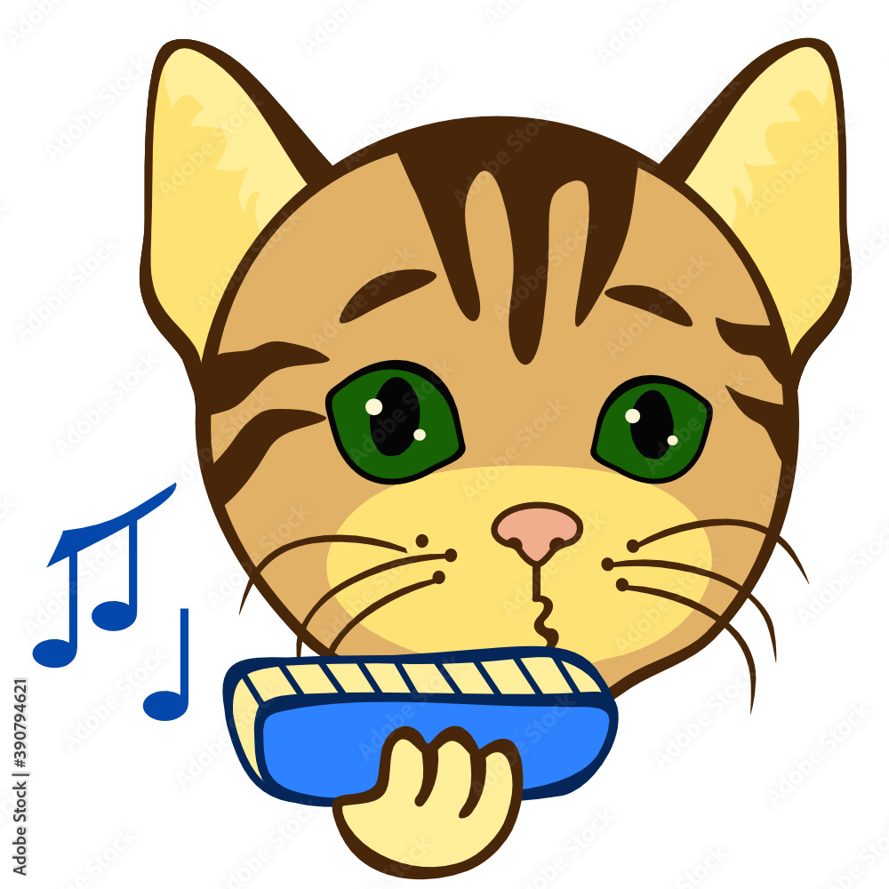 emoji with amateur folk musician playing harmonica using his mouth ...