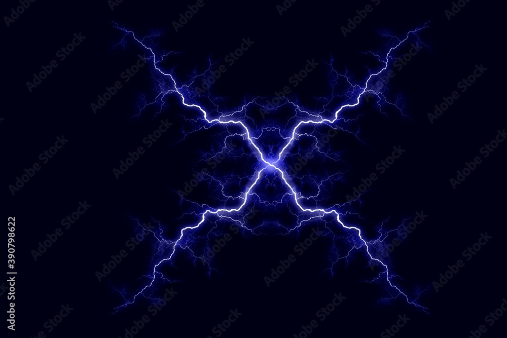 Powerful electrical discharge striking from side to side realistic ...