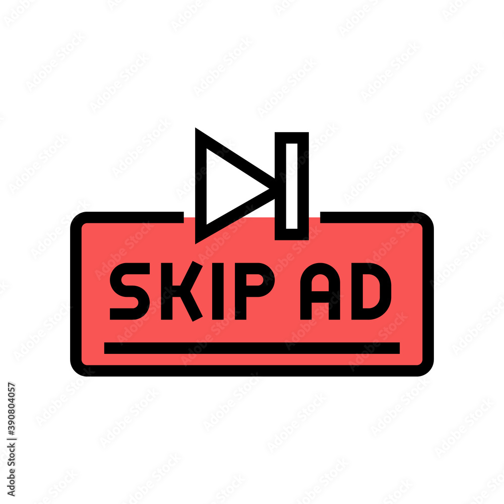 skip ad button color icon vector. skip ad button sign. isolated symbol ...