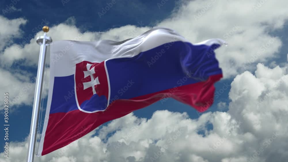 4k looping flag of Slovakia with flagpole waving in wind,timelapse ...