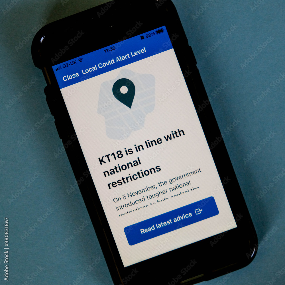 COVID-19 Coronavirus Public Track And Trace App Showing Local Alert ...