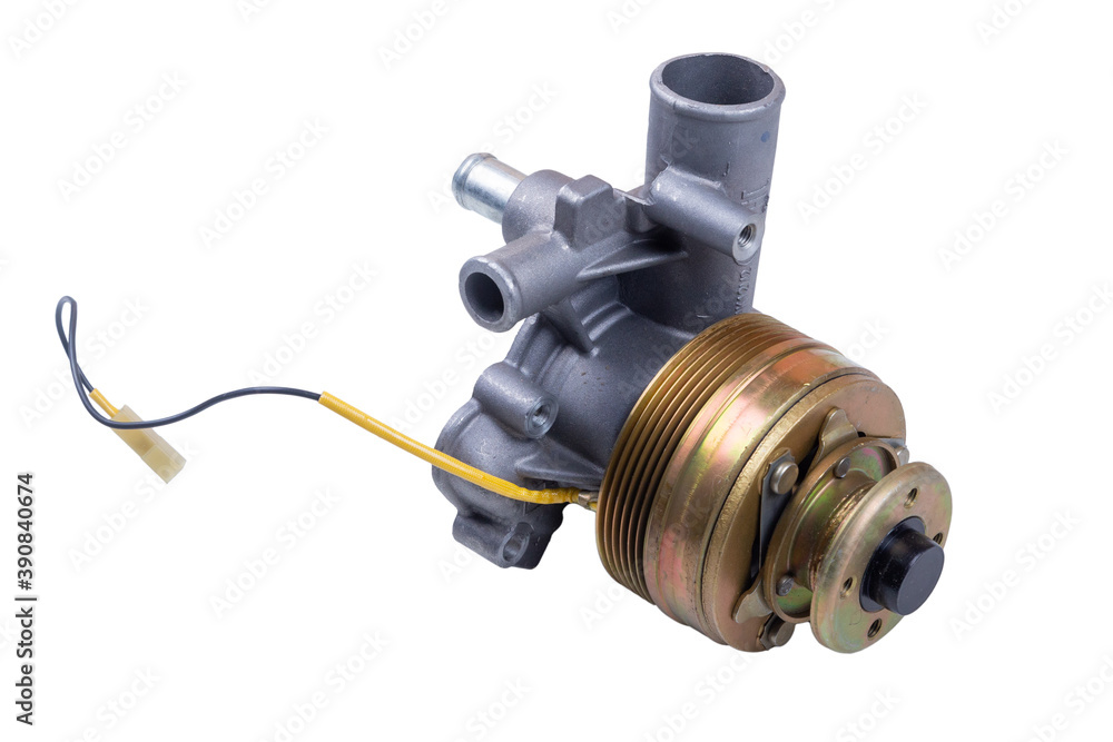 new car engine water pump with pulley isolated on white background ...