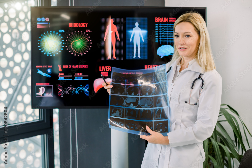 Medical conference, healthcare, computed tomography concept. Attractive ...