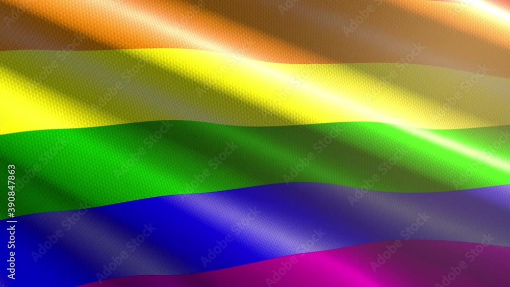 60FPS bright shiny velvet Gay Pride flag waving background, 3D UHD 4k ...