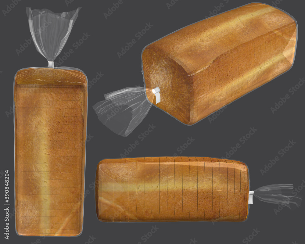 3D rendering - High resolution image white bread bag template isolated ...