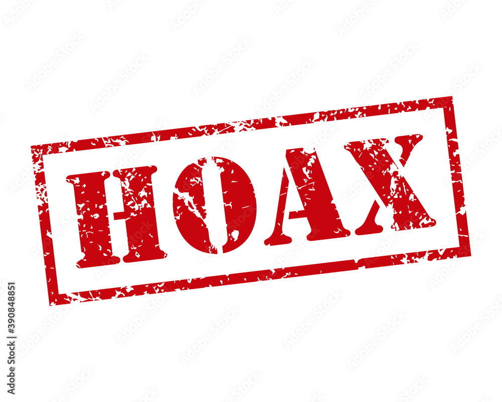 Hoax rubber stamp icon. Grunge style texture. Red vintage seal. Aged ...