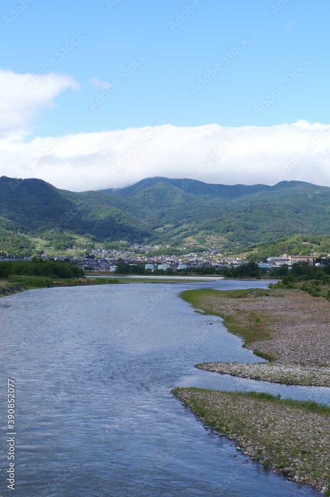 The longest Chikuma River in Japan Stock Photo | Adobe Stock