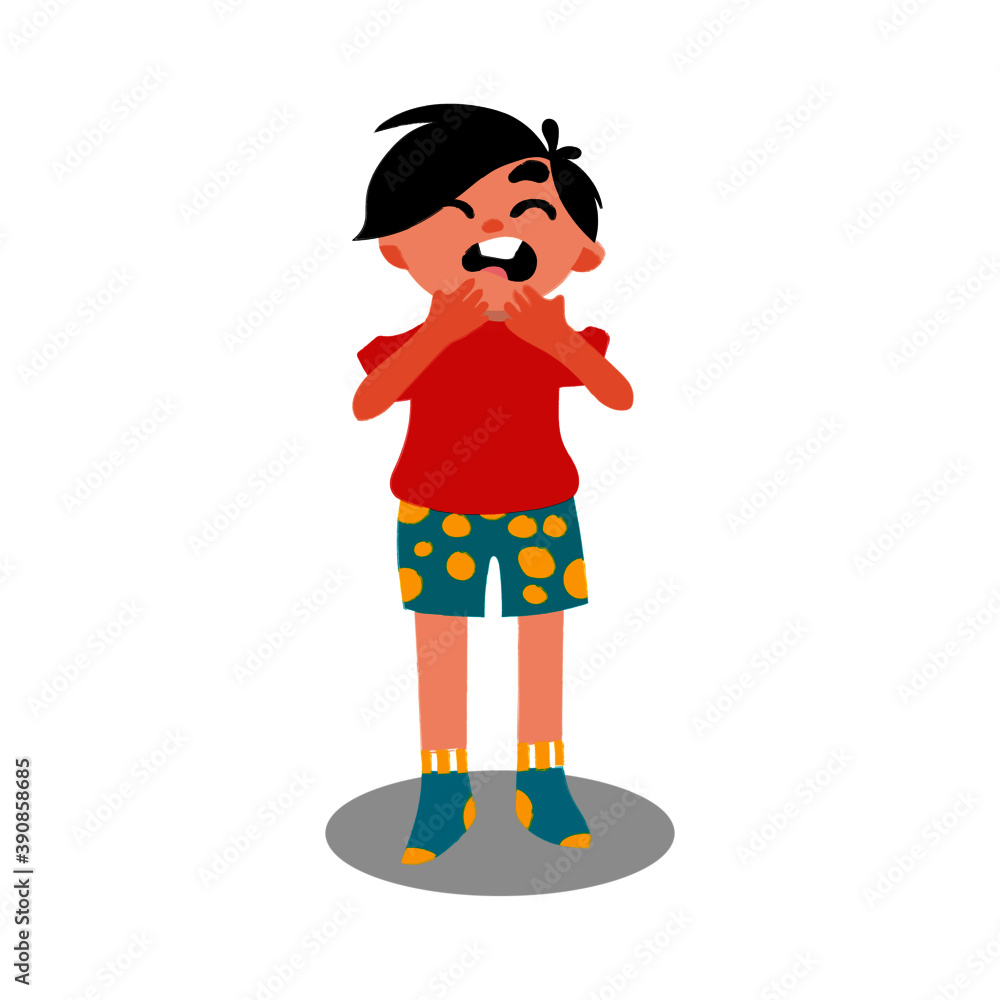 Cry Boy vector drawing, Happy Kids Vector illustration. Stock Vector ...