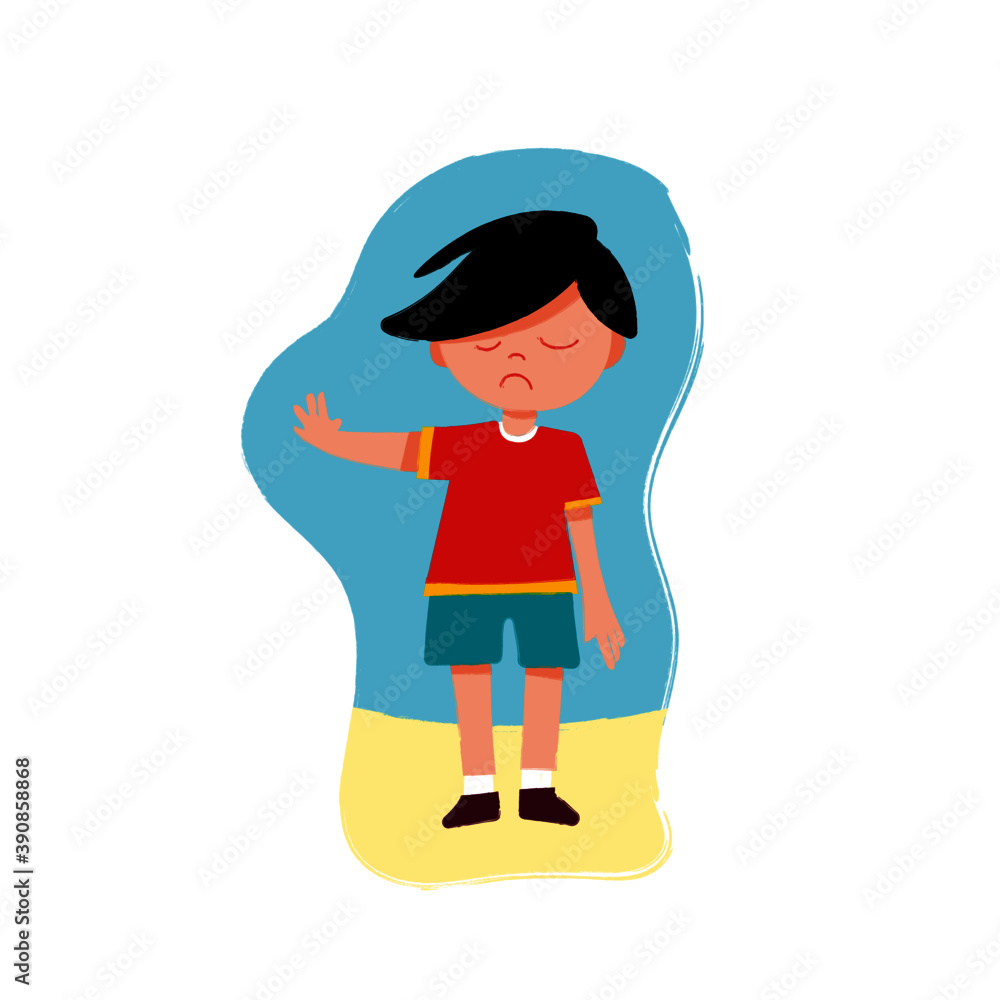 A broken boy vector drawing, Happy Kids Vector illustration. Stock ...