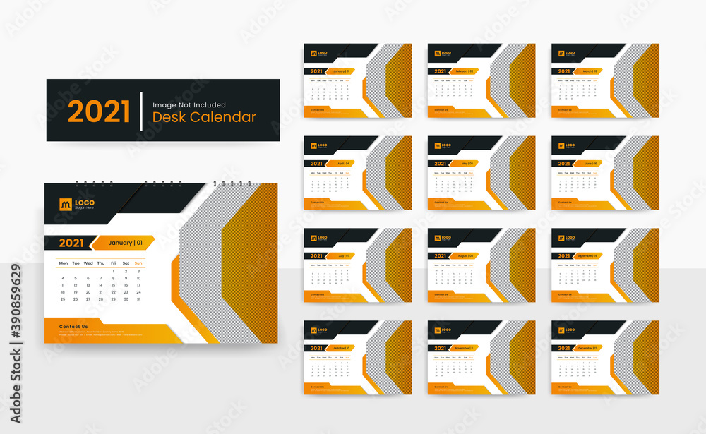 2021 Desk calendar template design for corporate business with creative ...