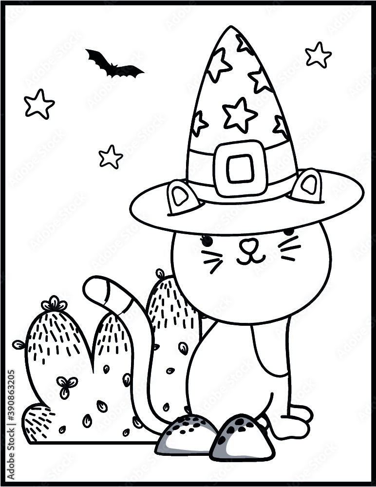 Coloring book page for Halloween - Coloring page- Black and White ...