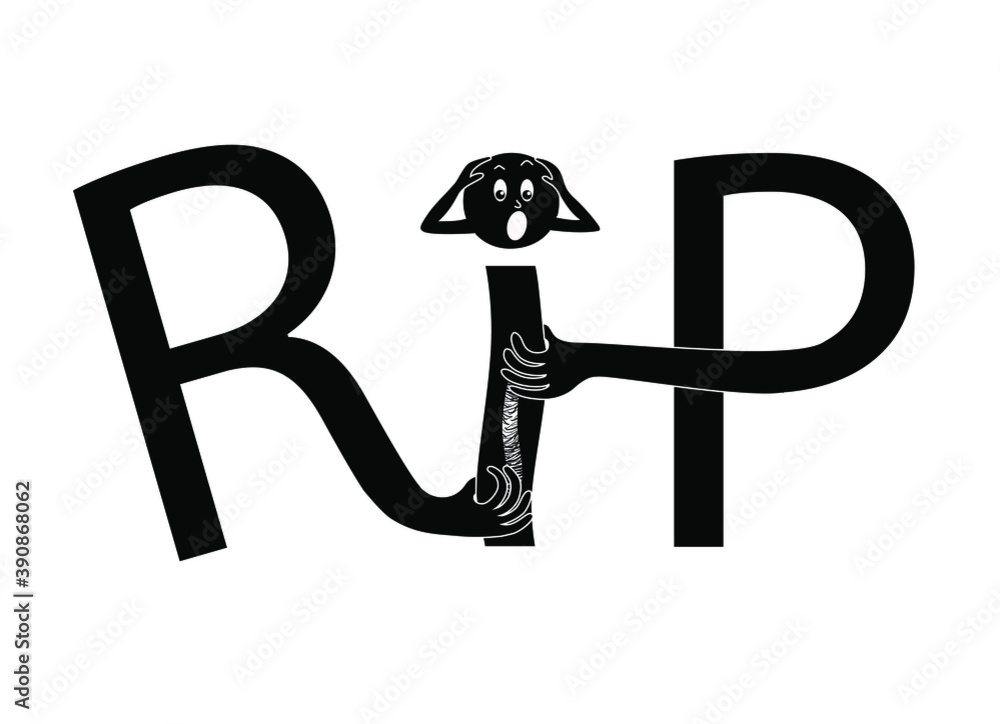The word Rip is written in black. Letter R and the letter P tears the ...