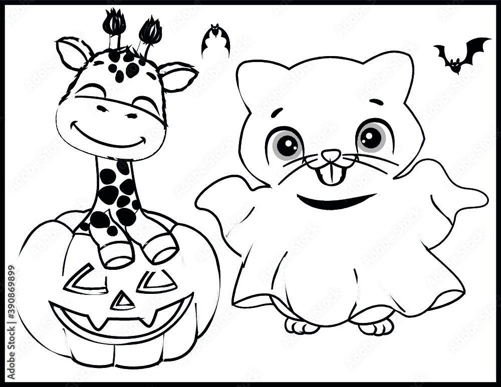 Coloring book page for Halloween - Coloring page- Black and White ...