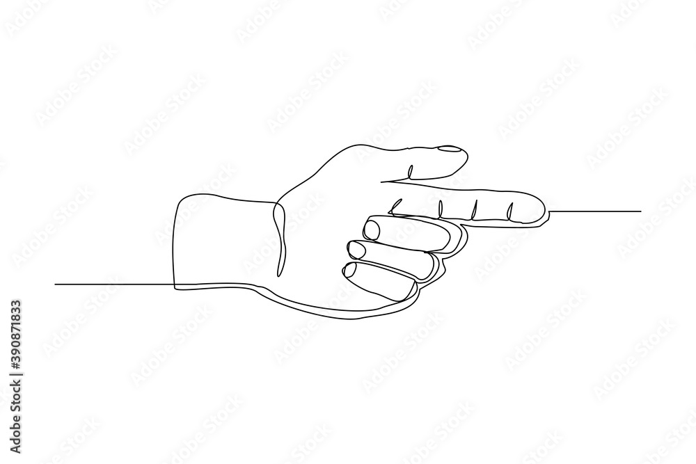 continuous line drawing of hand show and pointing direction with index ...