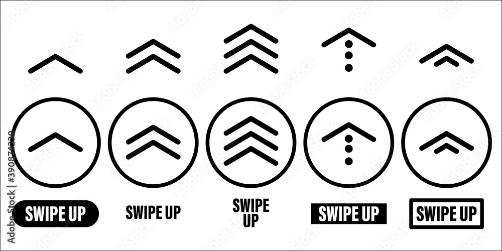 swipe up icon vector button. scroll arrow pointing up. drag to read learn more. isolated on ...