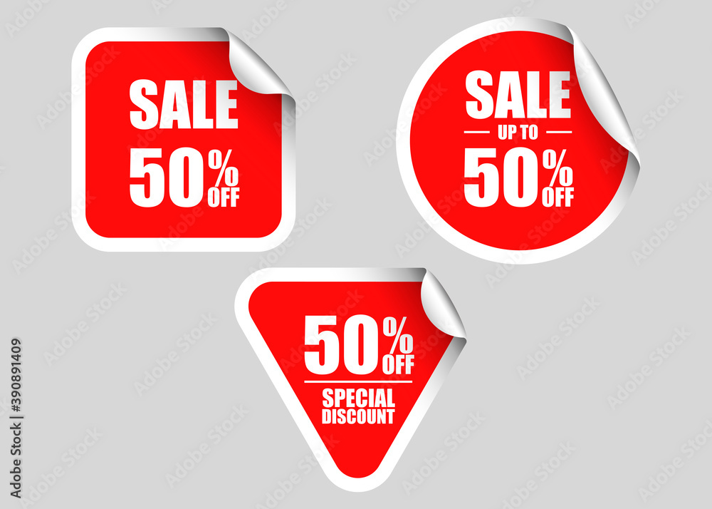 Stickers. Set of red stickers. Vector stickers. Paper stickers. Stock ...