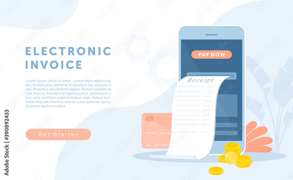 Online money bill payment, cartoon modern digital technology for ...